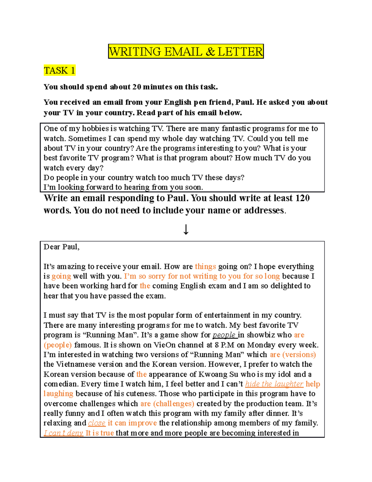 Email & Letter Writing Guide for English Exams (ENG101) - Studocu