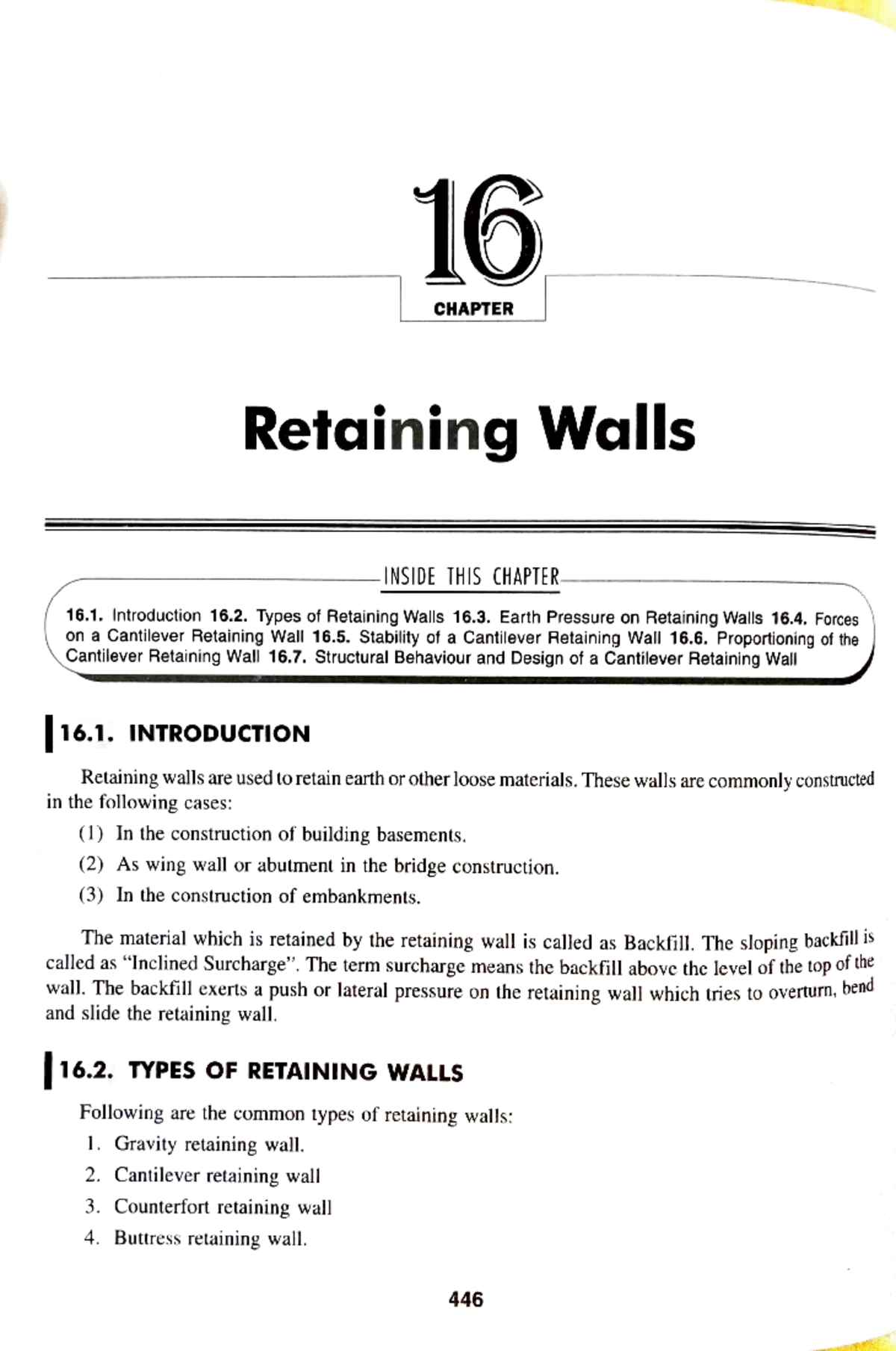 Chapter 1: Retaining Wall Design Concepts - CE 456 - Studocu