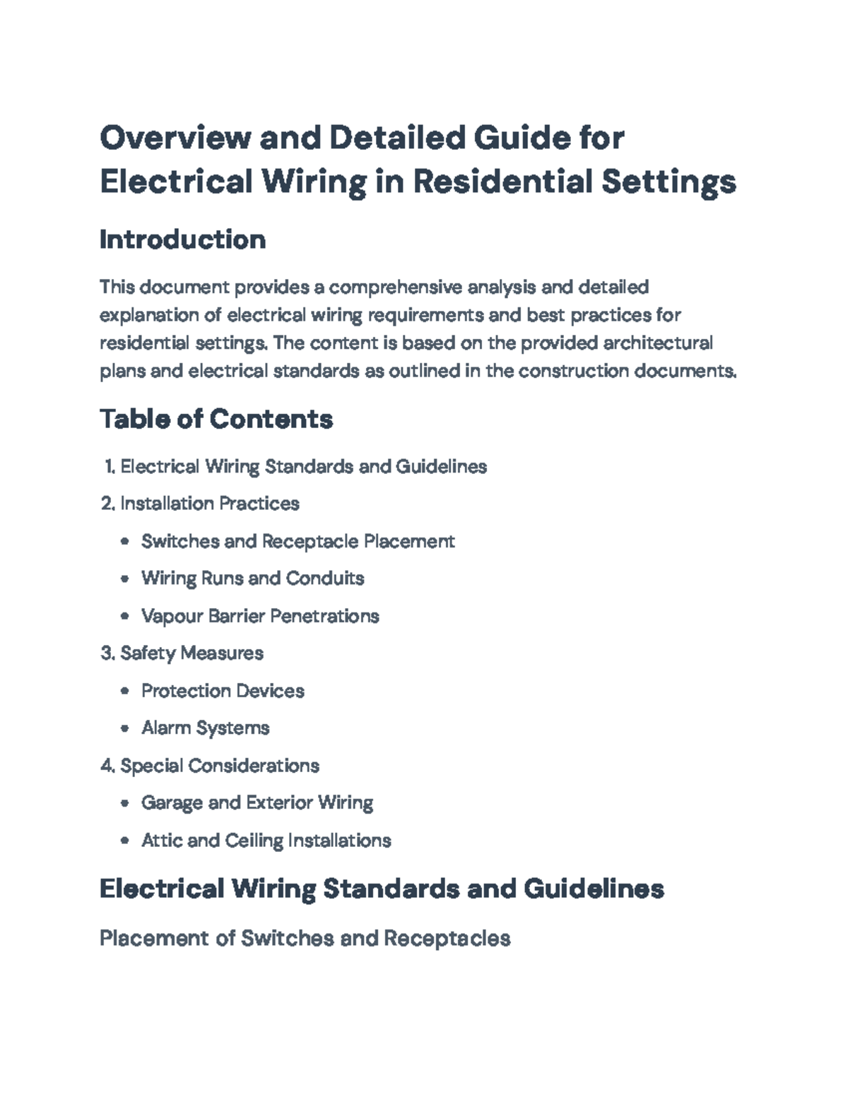 Overview and Guidelines for Electrical Wiring in Residential Settings ...