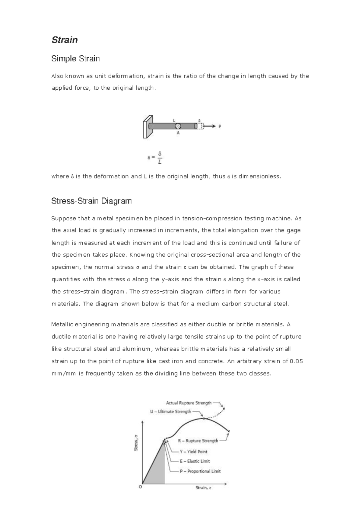 Mechanics of Deformable Bodies: Module 2 Study Notes on Strain - Studocu