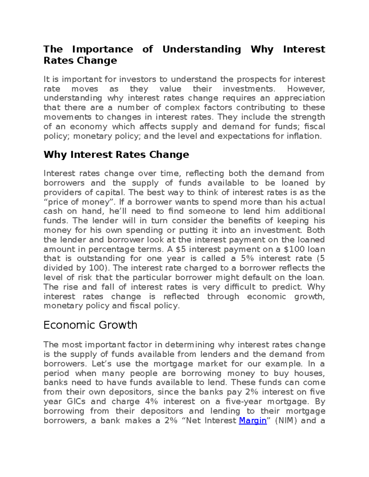 The Importance of Understanding Why Interest Rates Change - However ...