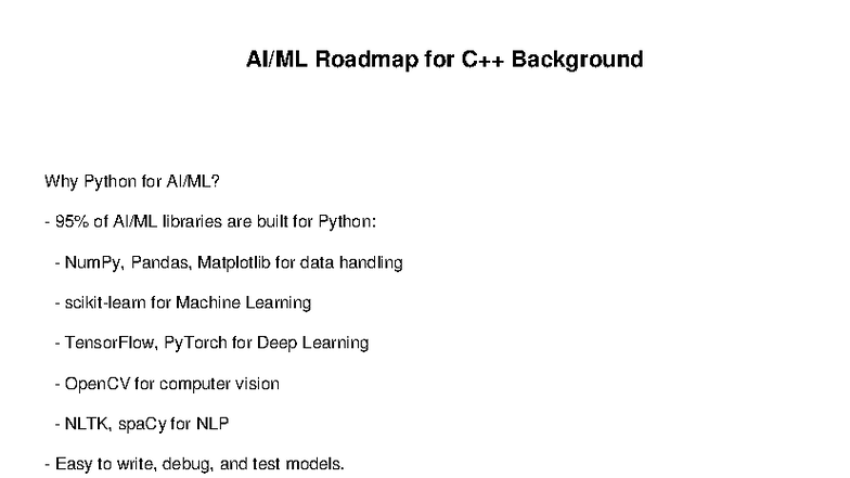 AI & ML Roadmap: Python Libraries & Learning Steps - Studocu