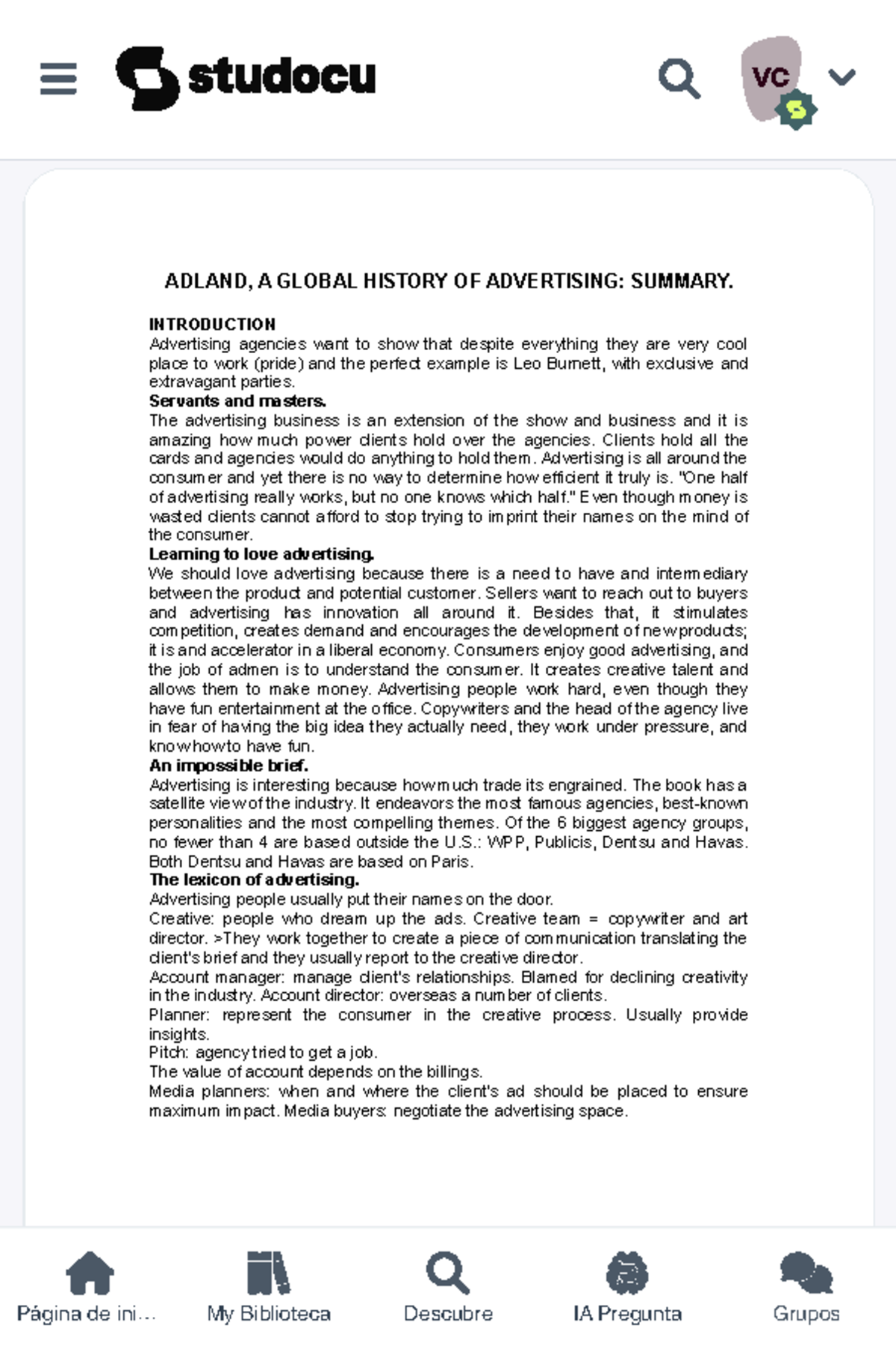 VC ADLAND (ADVT 101): Summary of Global Advertising History - Studocu