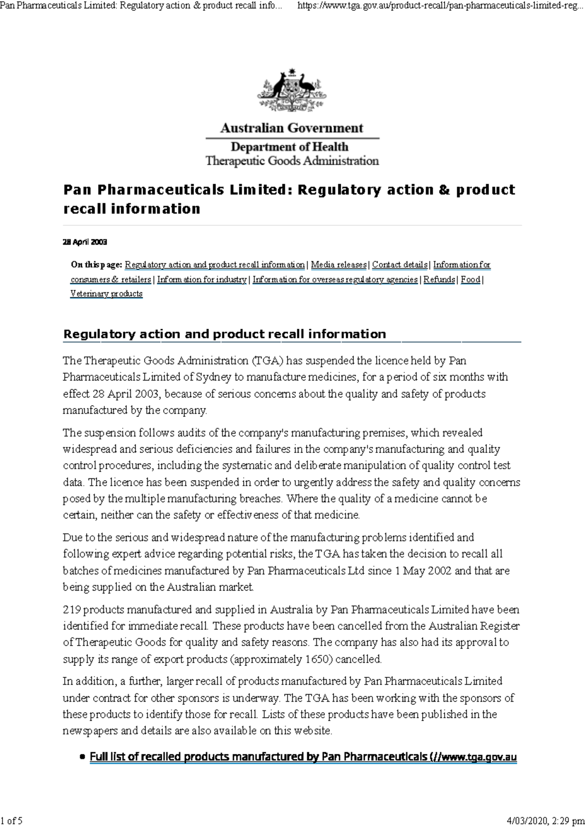Pan pharma - Pan Pharmaceuticals Limited: Regulatory action & product ...