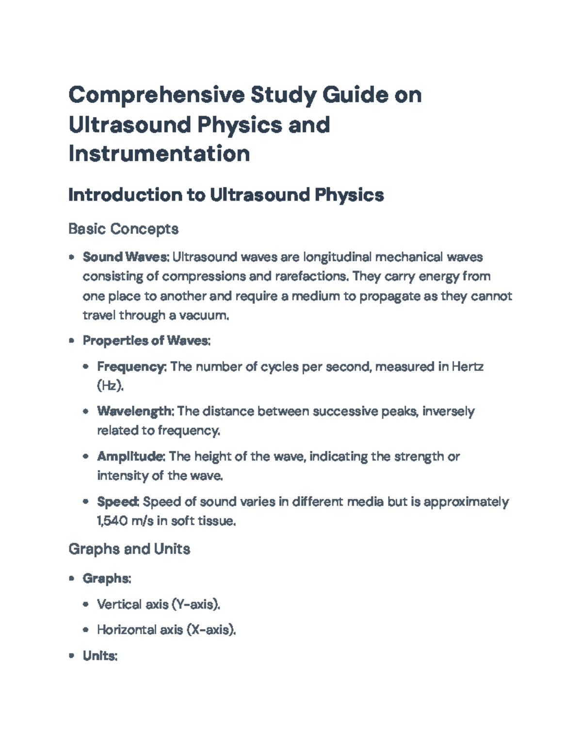 Comprehensive Study Guide: Ultrasound Physics & Instrumentation (US 101 ...