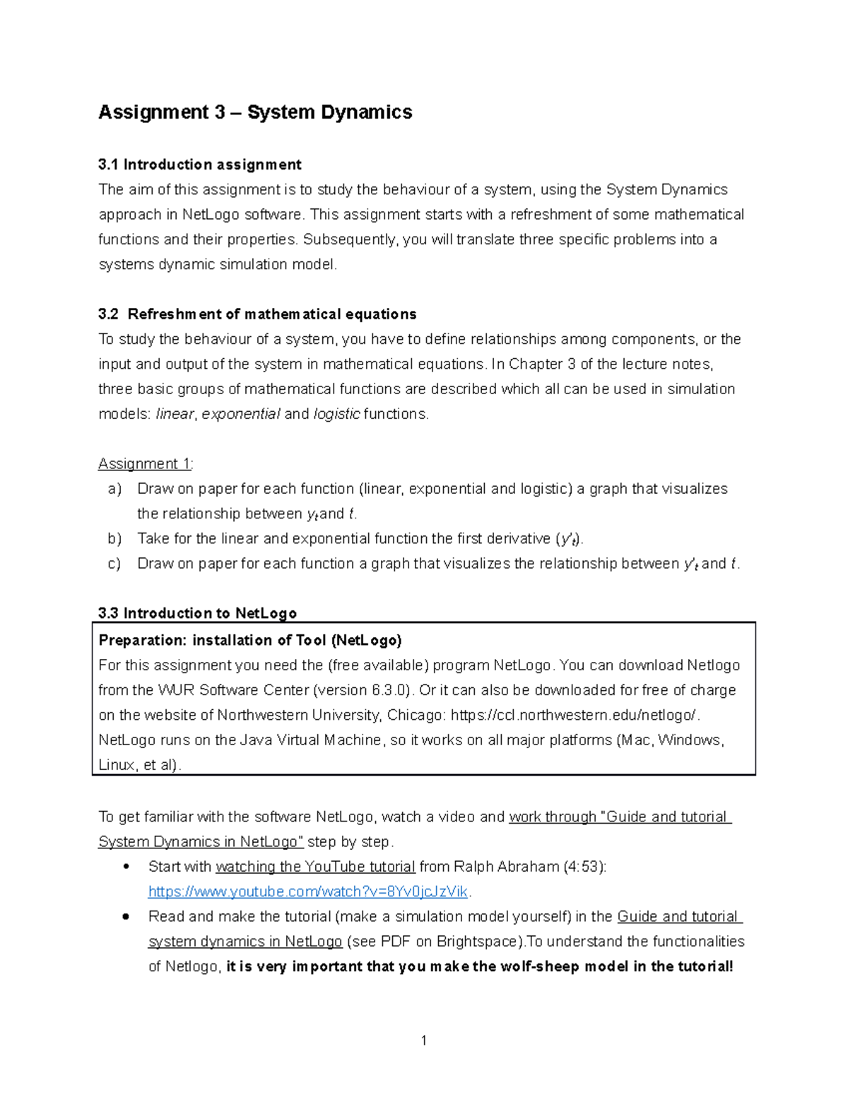 Assignment 3 - System Dynamics in NetLogo - 2023 - Studeersnel
