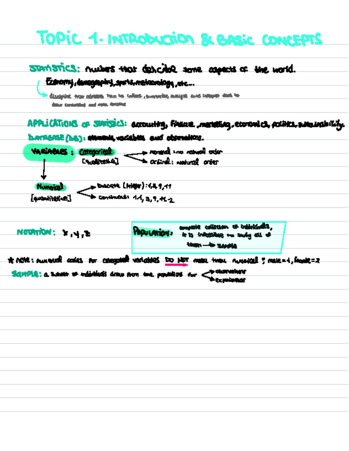 STAT 101: Intro to Statistics - Topic 1 Overview & Concepts - Studocu