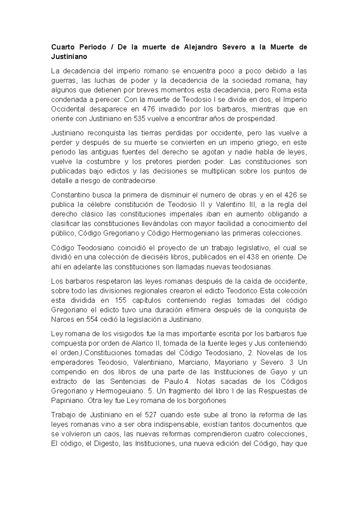 Resumen del Capítulo 4: De Alejandro Severo a Justiniano - Studocu