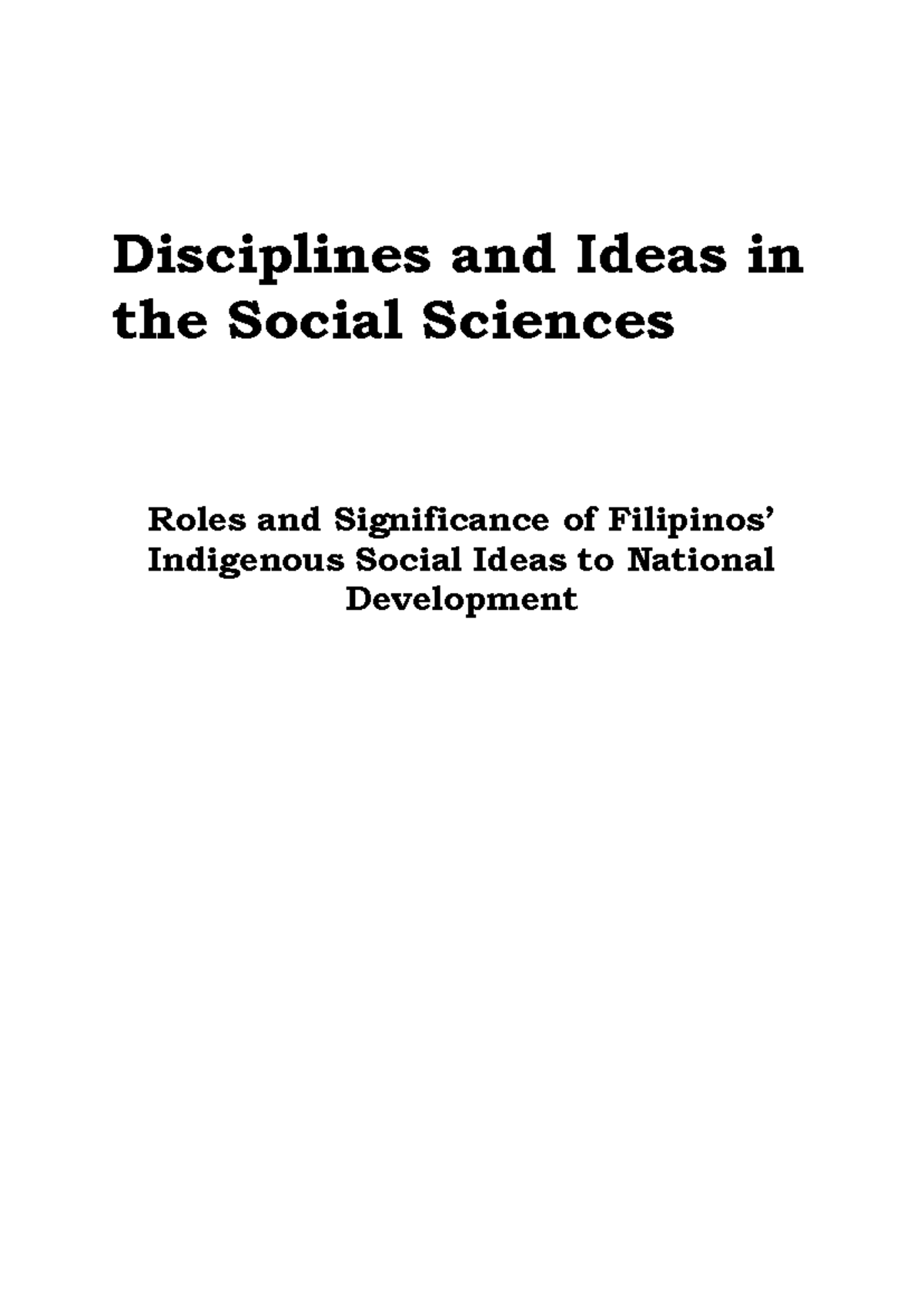 514479623 DISS 11 Roles and Significance of Filipinos Indigenous Social ...