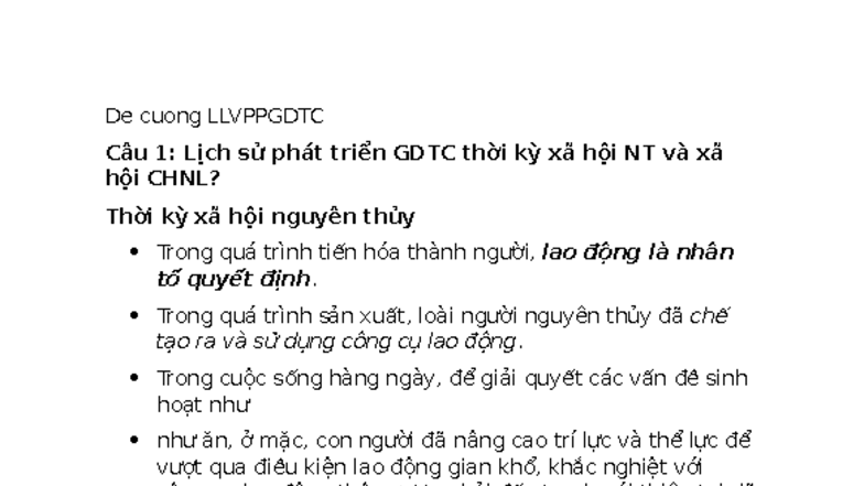 Đề cương Lý luận và Phương pháp GDTC - Học viện Báo chí 146459 - Studocu