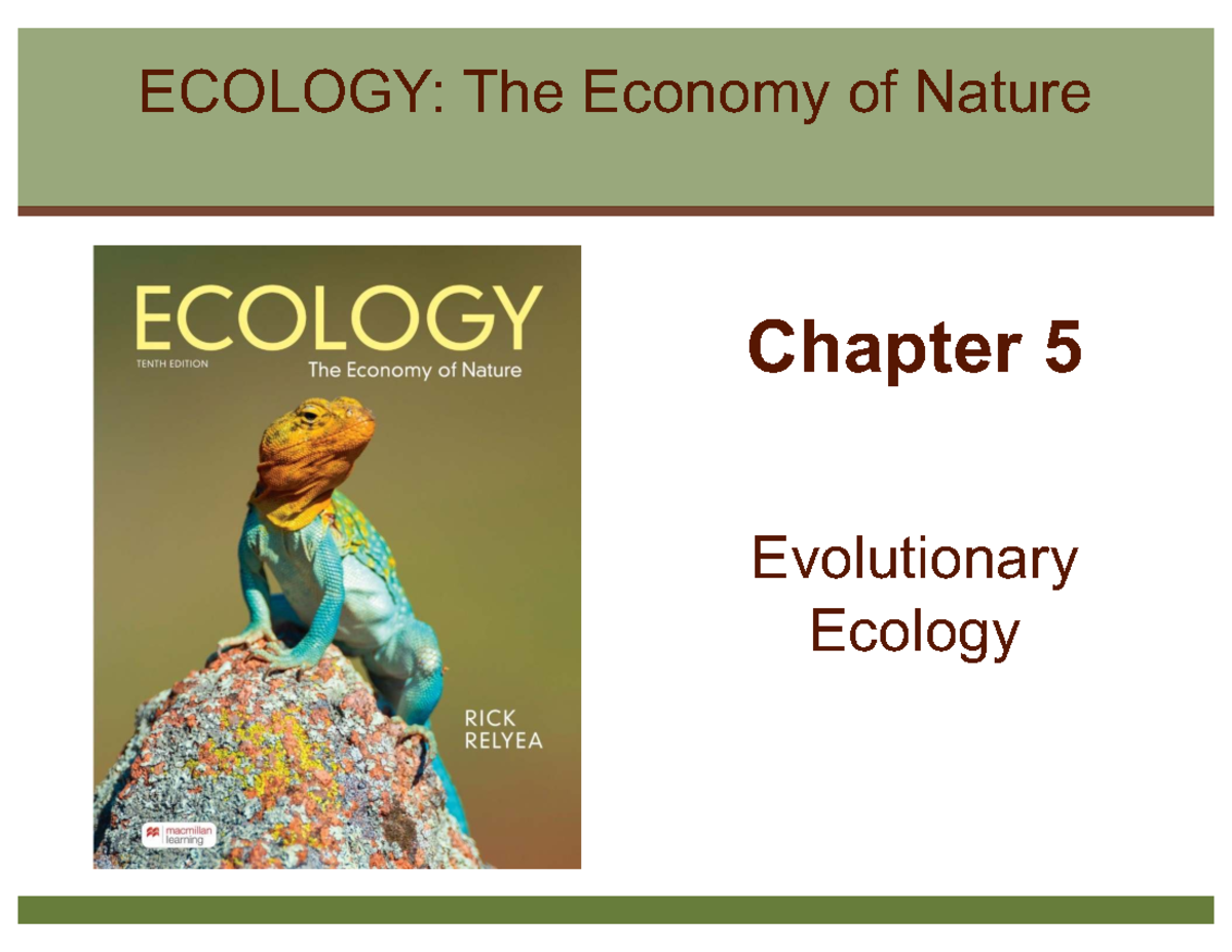 ECOLOGY: Chapter 5 Evolutionary Ecology Insights and Mechanisms - Studocu