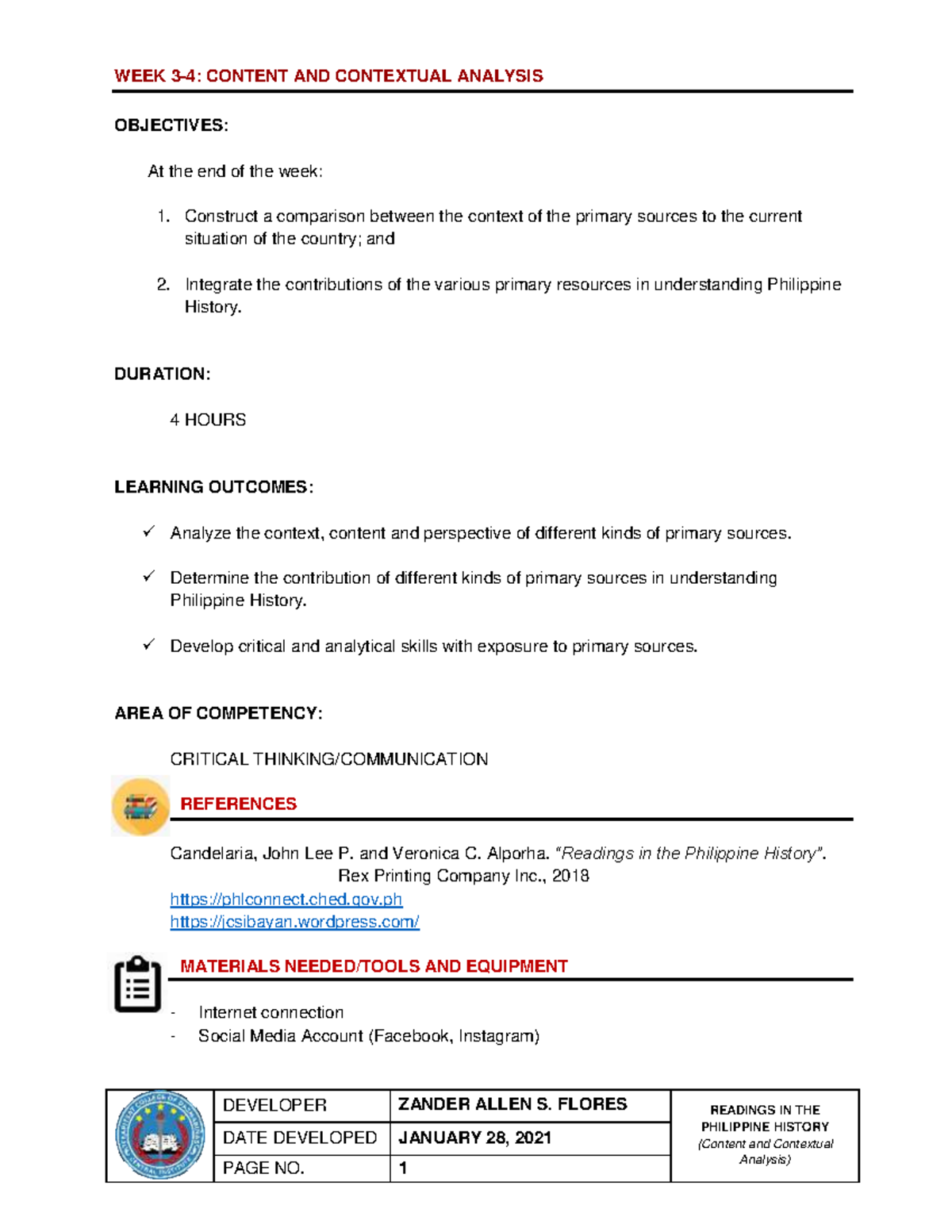 Week 3-4 Content AND Contextual Analysis - DEVELOPER ZANDER ALLEN S ...