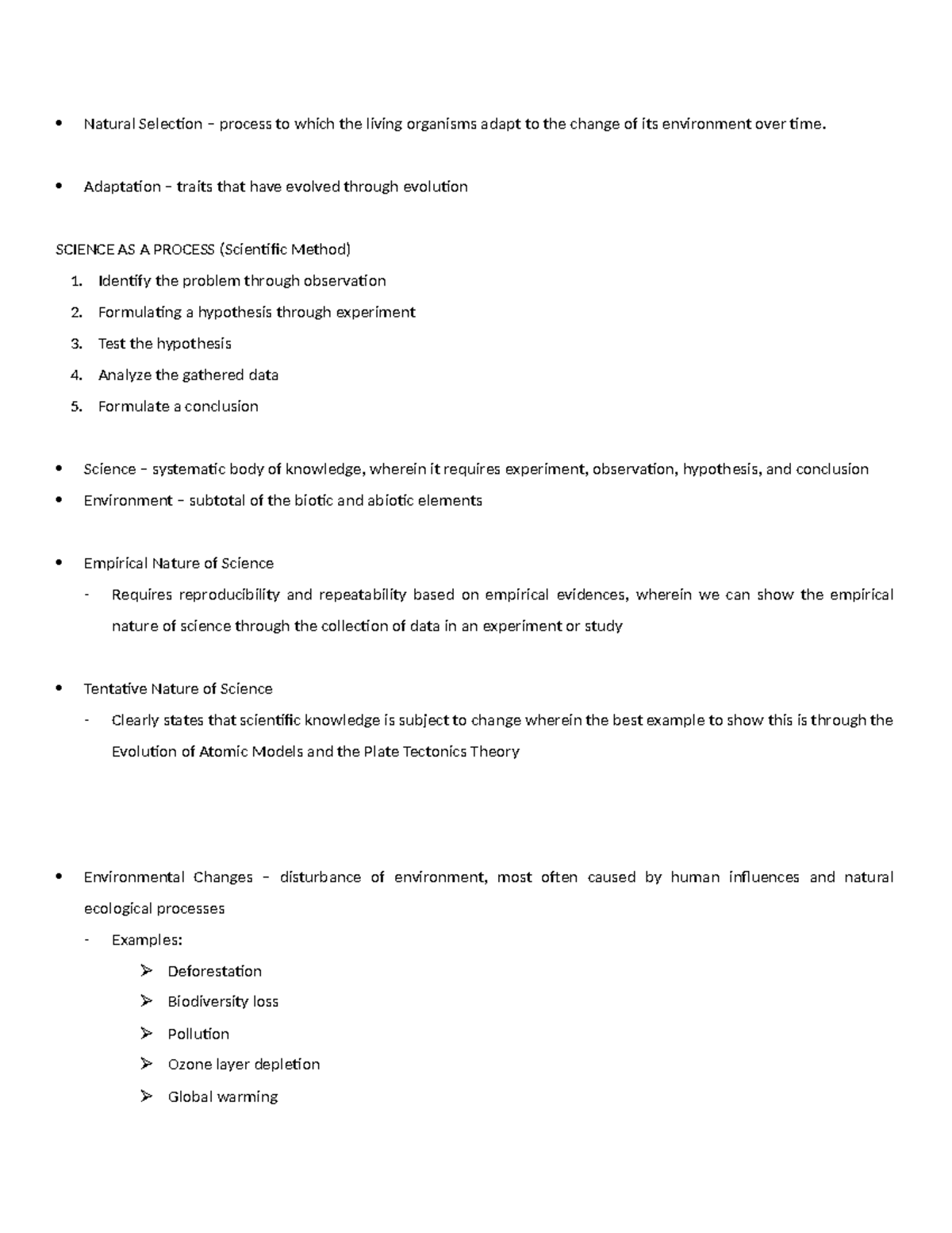 Environmental Science 3: Natural Selection and Adaptation Processes ...