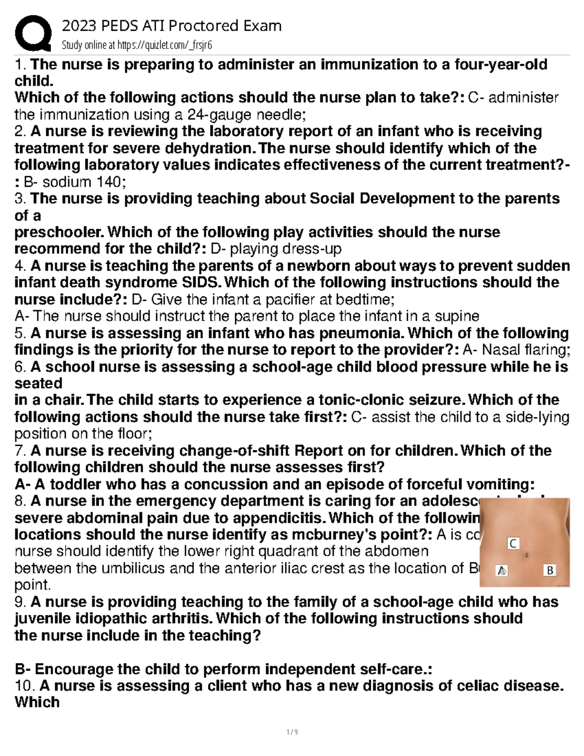 ATI PEDS 2023 RN PROCTORED Exam Study Notes and Teaching Tips - Studocu