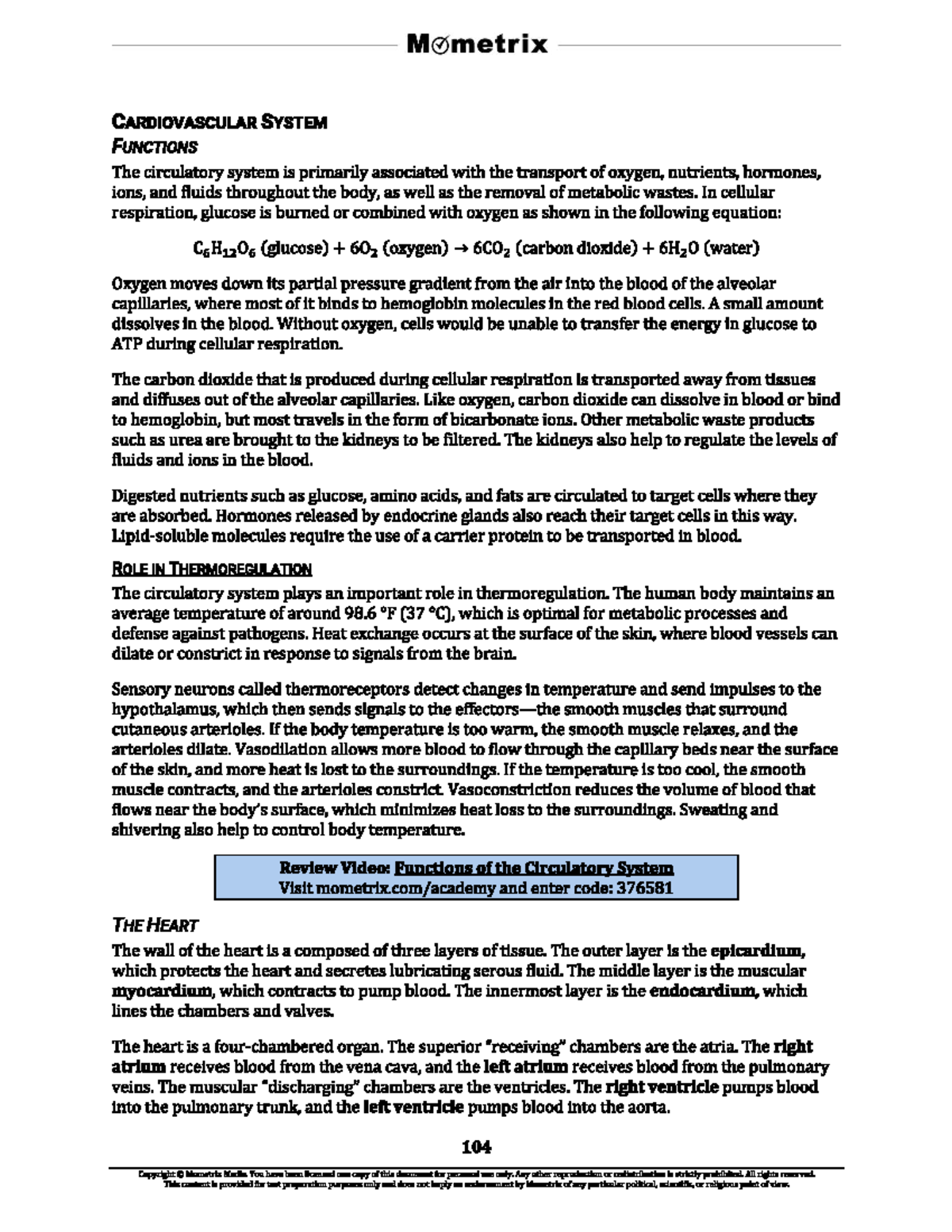 Cardiovascular System Functions: Overview and Key Concepts - Studocu