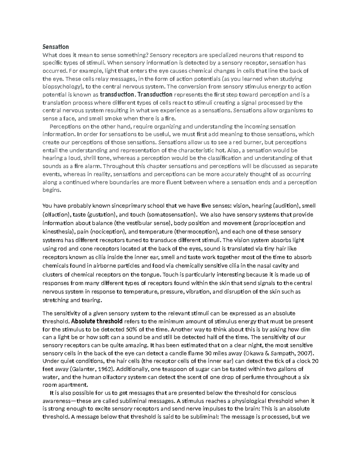 Sensation and Perception: Understanding Sensory Processes in PSY 101 ...