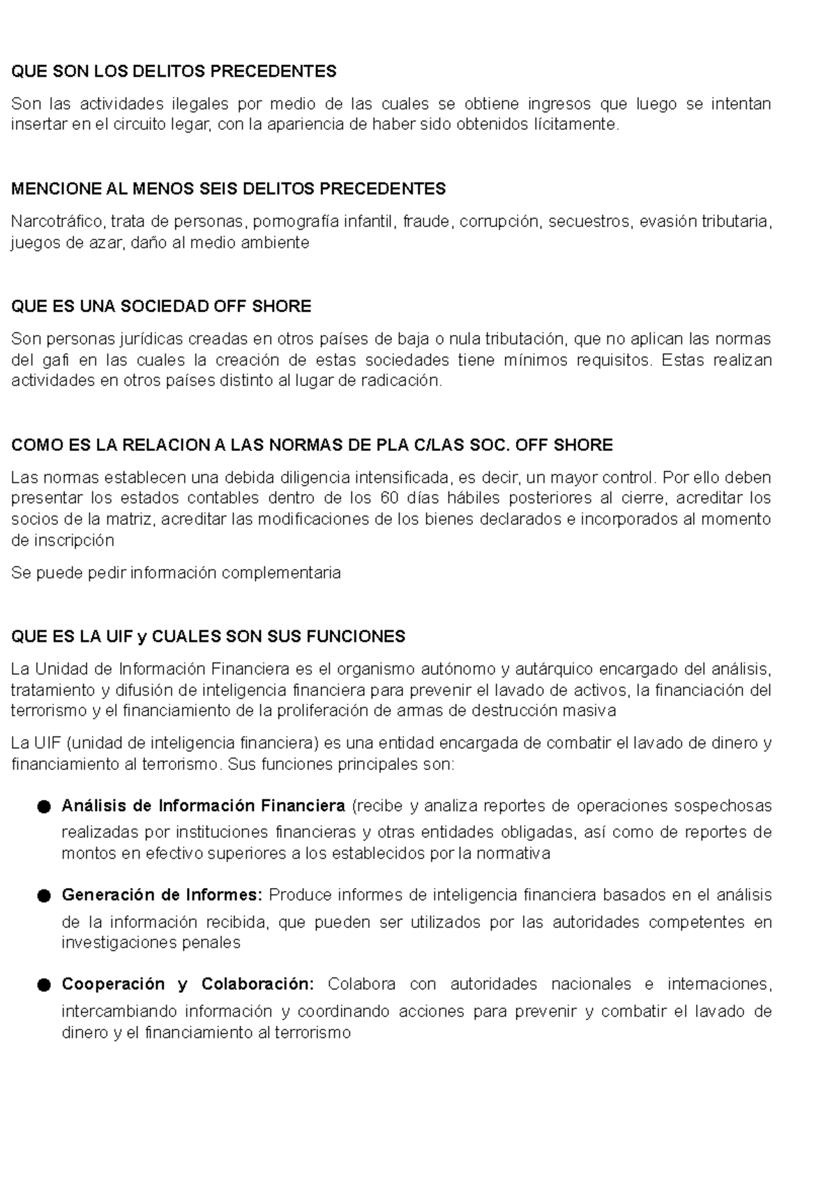 Delitos Precedentes y Normativas de Prevención de Lavado de Activos ...