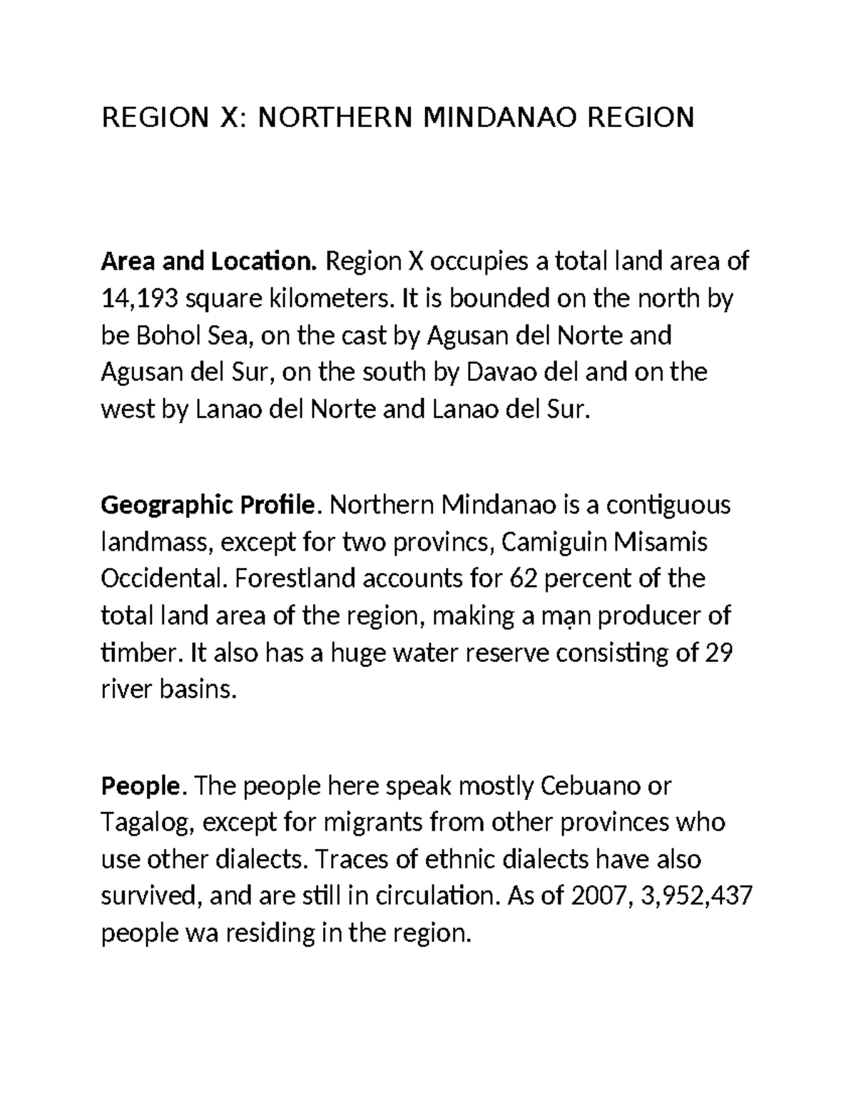 REG X: Overview of Northern Mindanao, Provinces & Attractions - Studocu