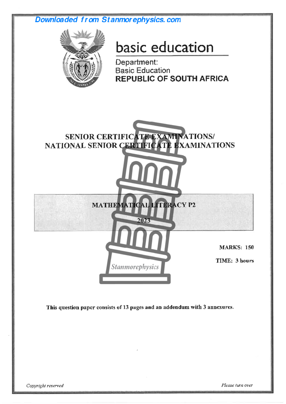 NSC Maths Literacy Grade 12 May/June 2023 Paper 2 Marking Memo - Studocu