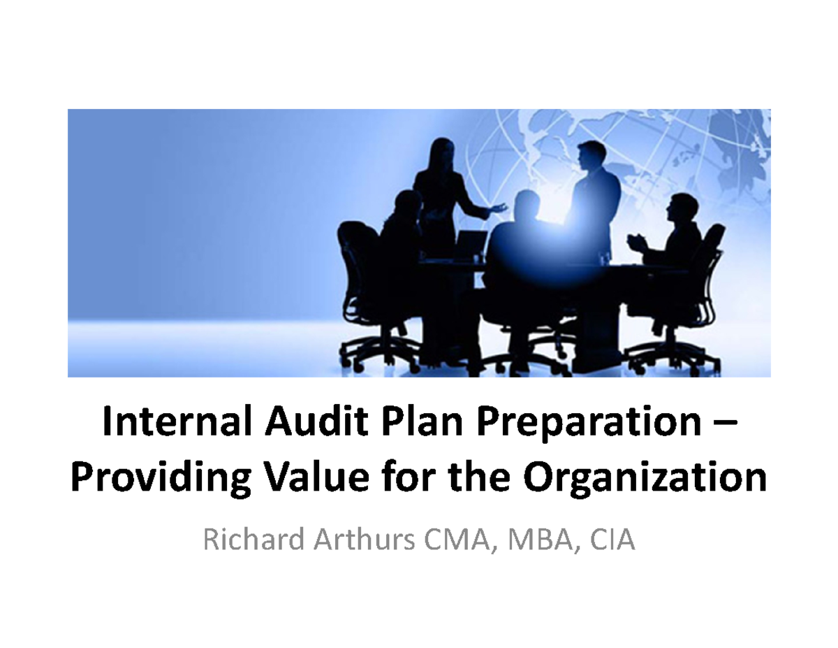 Innovative Internal Audit Plan (CMA) for Organizational Value - Studocu