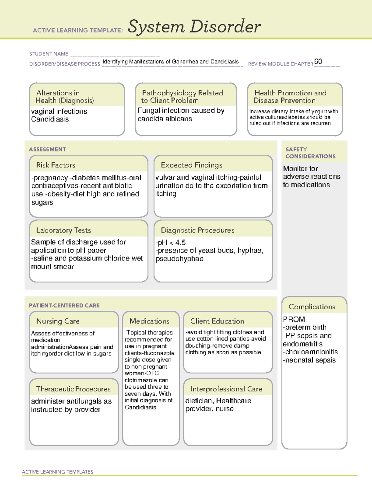 Identifying Gonorrhea and Candidiasis: Active Learning Template - Studocu