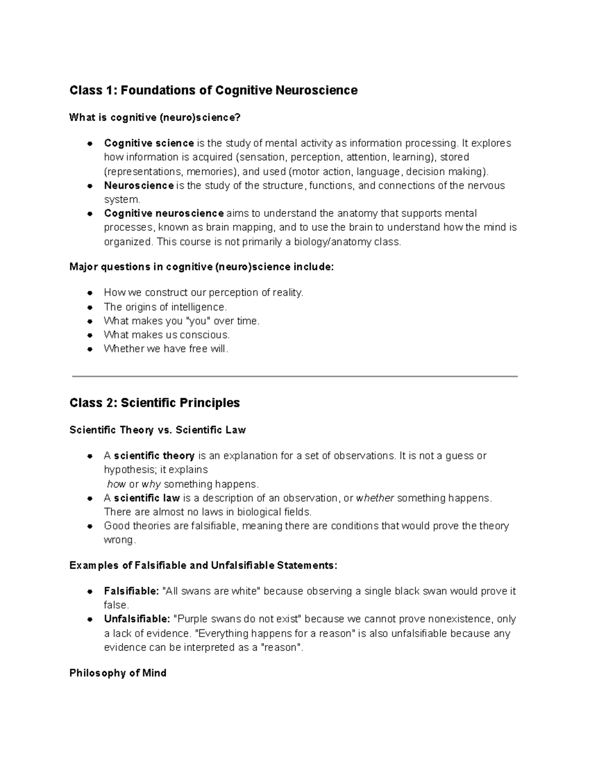 Cognitive Neuroscience Methods & Key Concepts: Detailed Lecture Notes ...