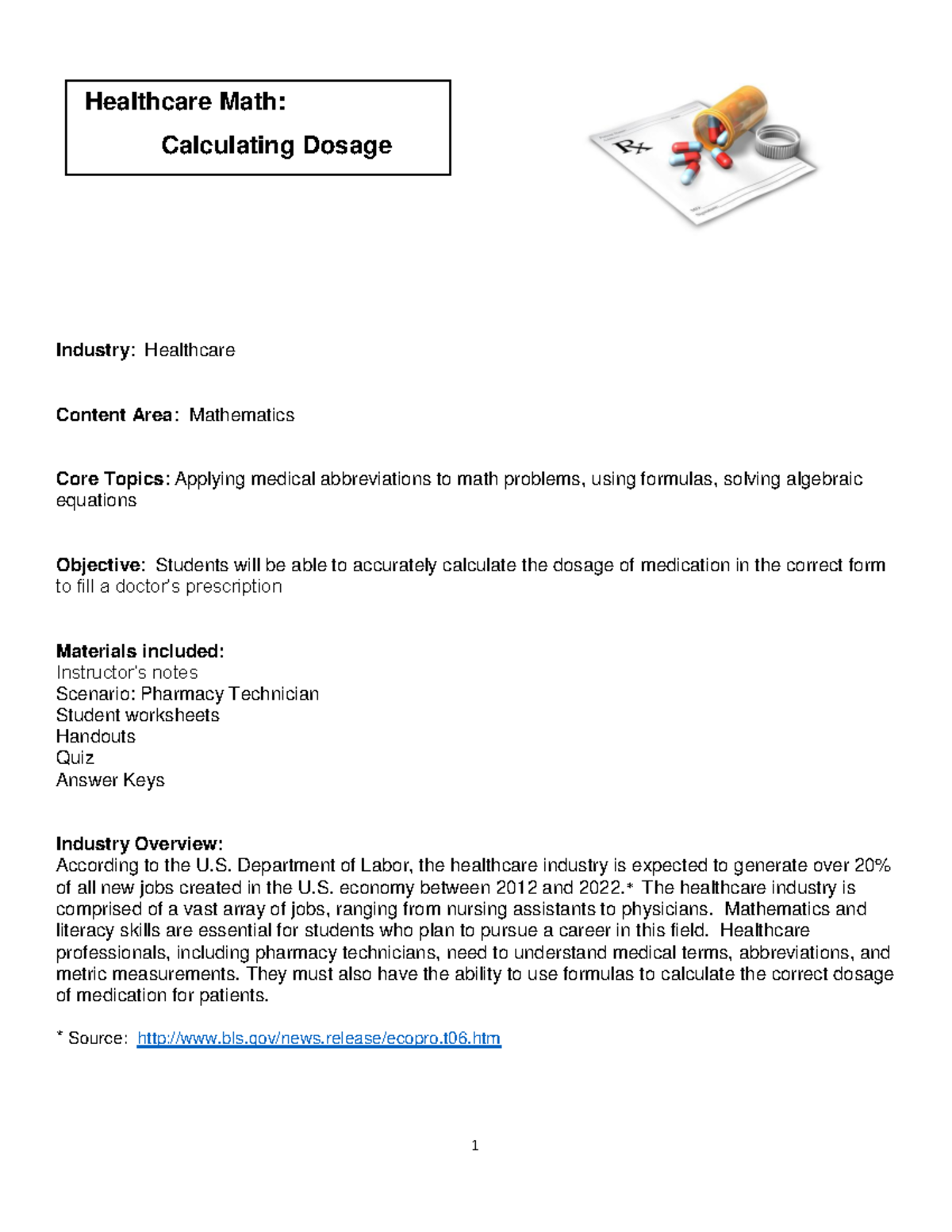 Healthcare Math: Dosage Calculation for Pharmacy Technicians (MATH 101 ...