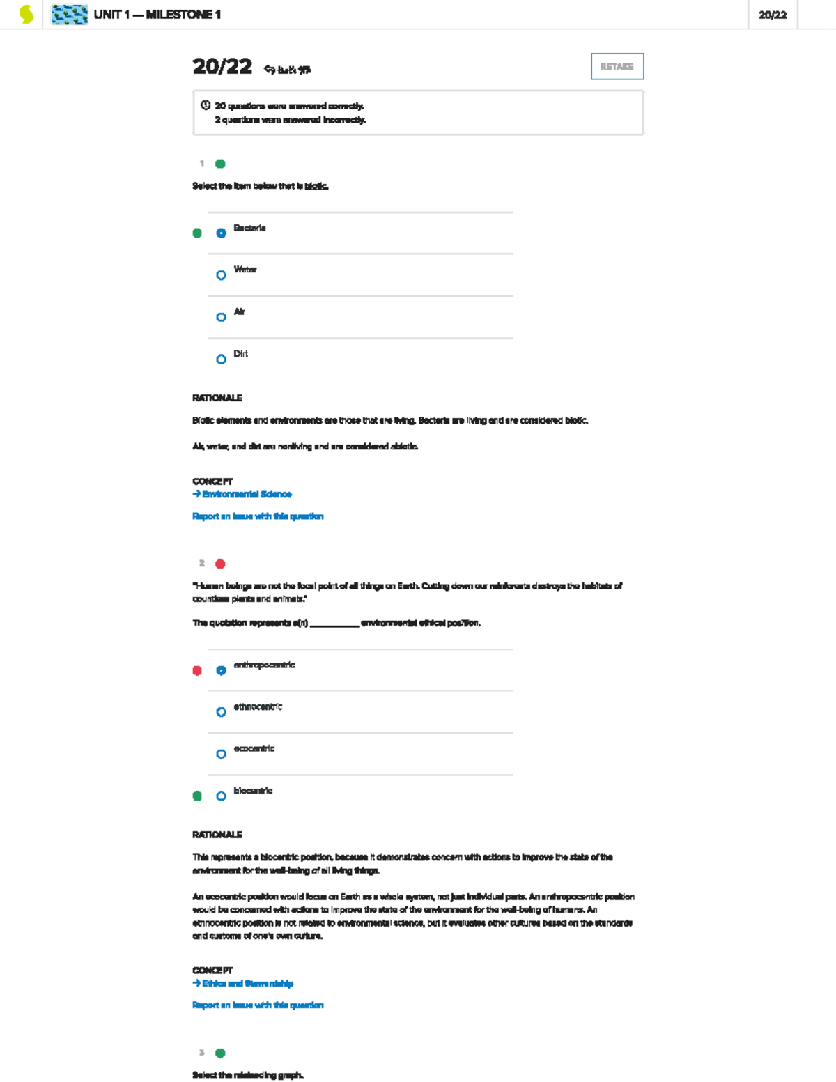 UNIT 1 MILESTONE 1: Environmental Science Concepts and Applications ...