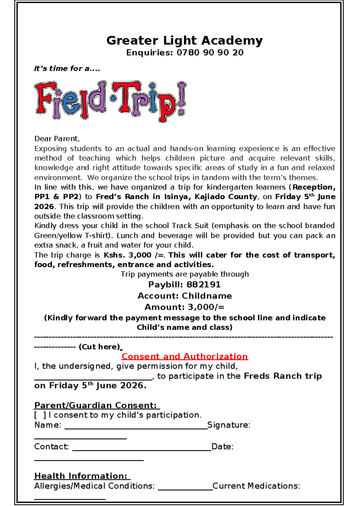 Trip Consent Forms for School Outings - Term 2 2026 - Studocu