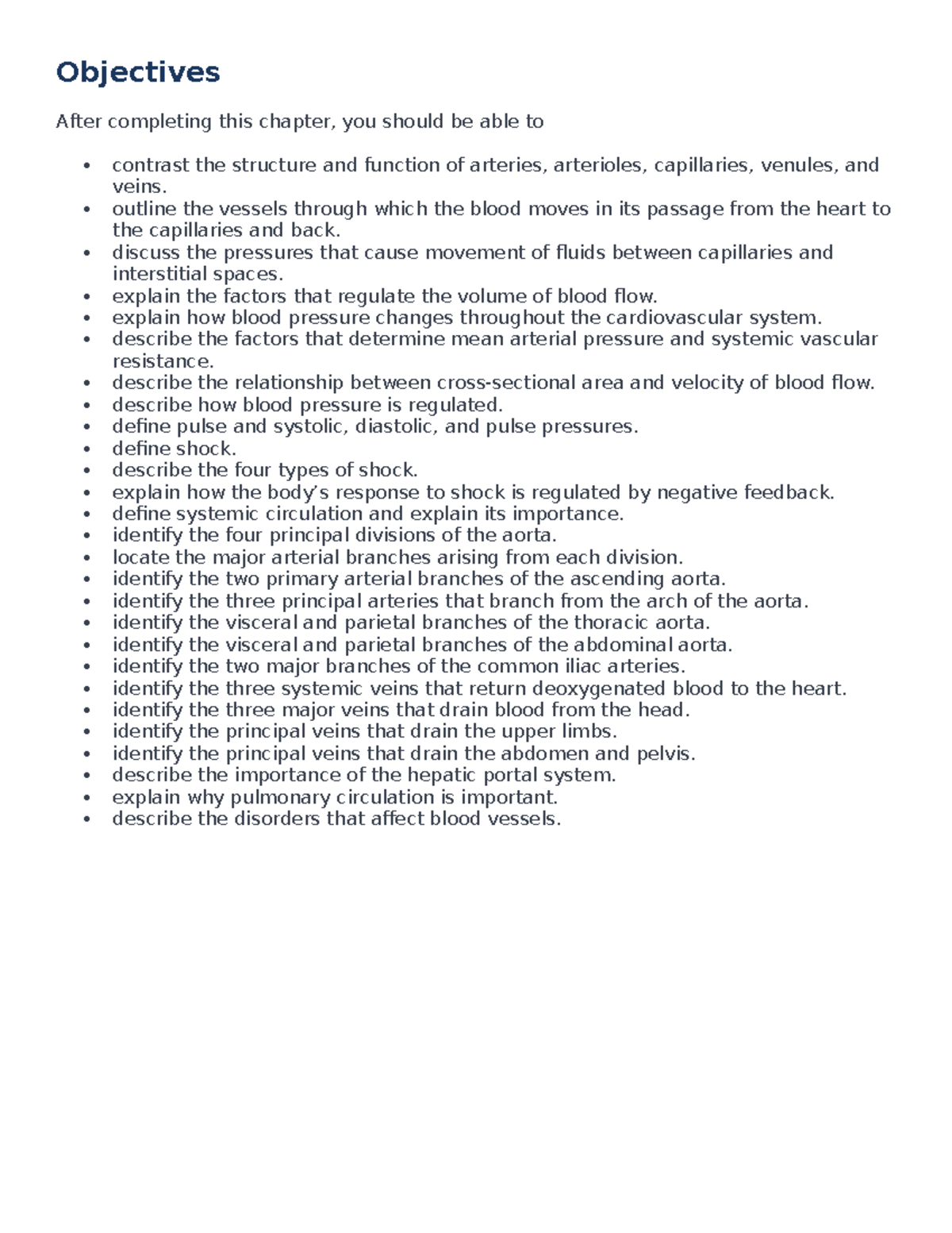 Chapter 21 Notes - Cardiovascular System: Blood Vessels & Hemodynamics ...
