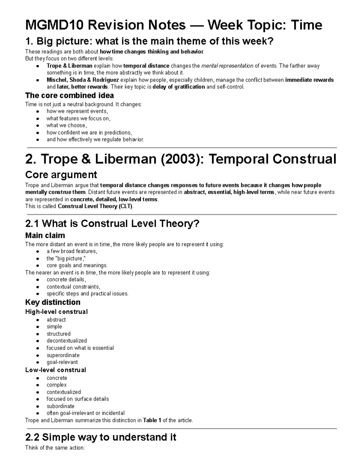 MGMD10 Lecture 3 Notes: Understanding Time and Decision-Making - Studocu