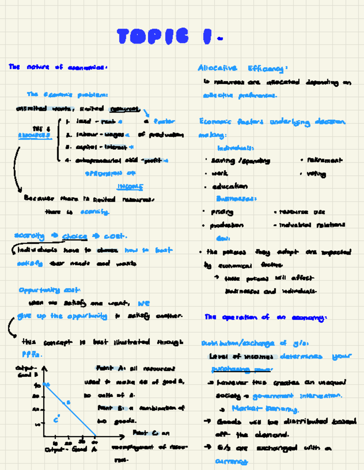 Revision Notes for Economics T1-3: Allocative Efficiency and Scarcity ...