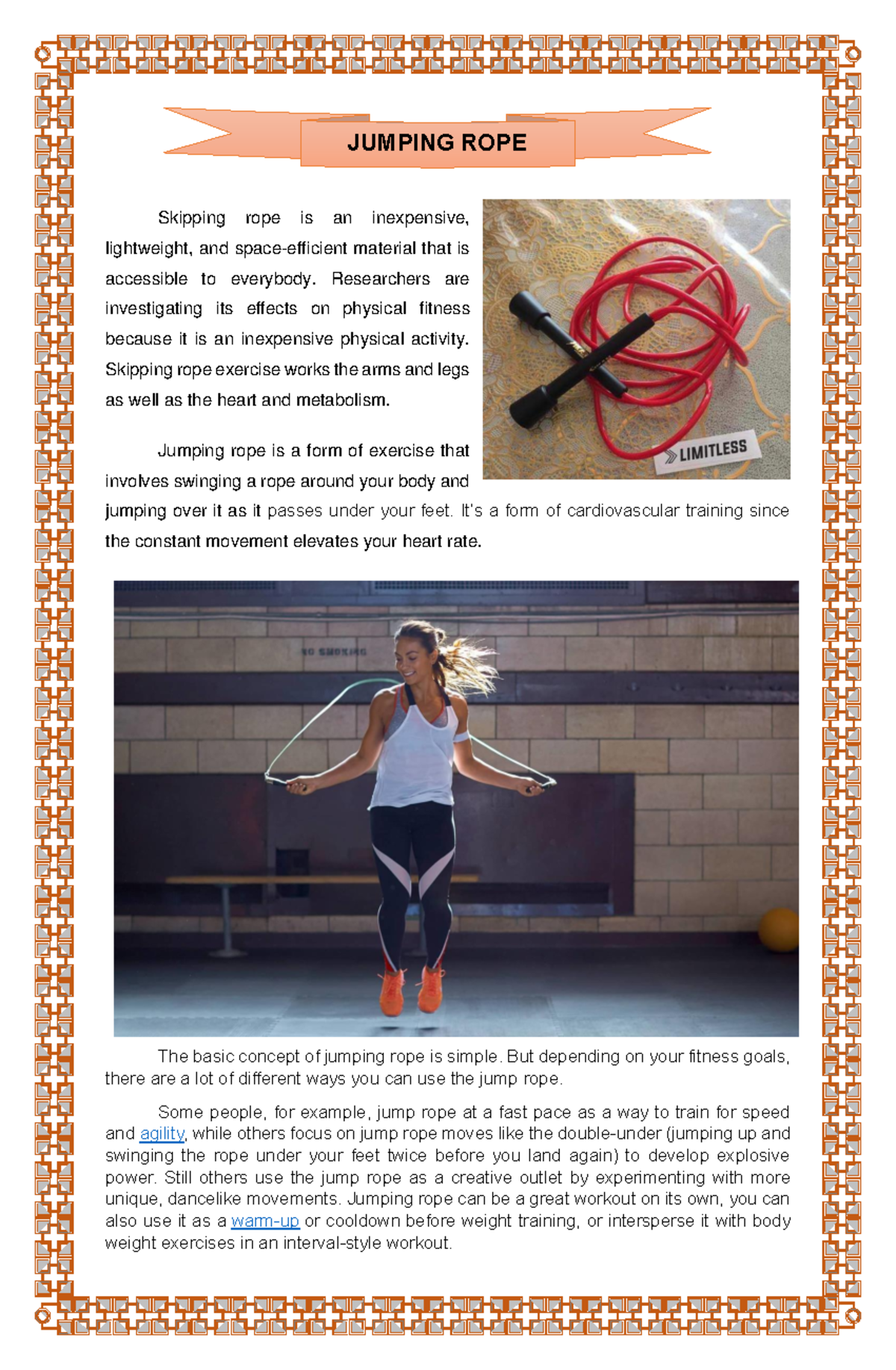 Jumping Rope: Benefits, Techniques, and Tips for PE 102 Students - Studocu