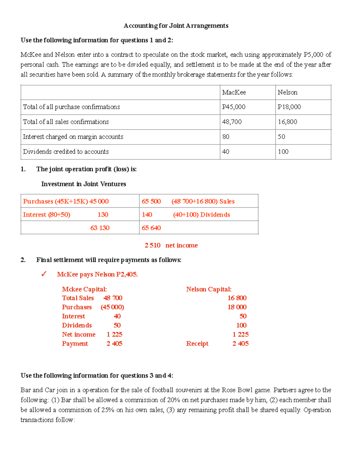 Accounting for Joint Arrangements: Practice Notes and Solutions - Studocu