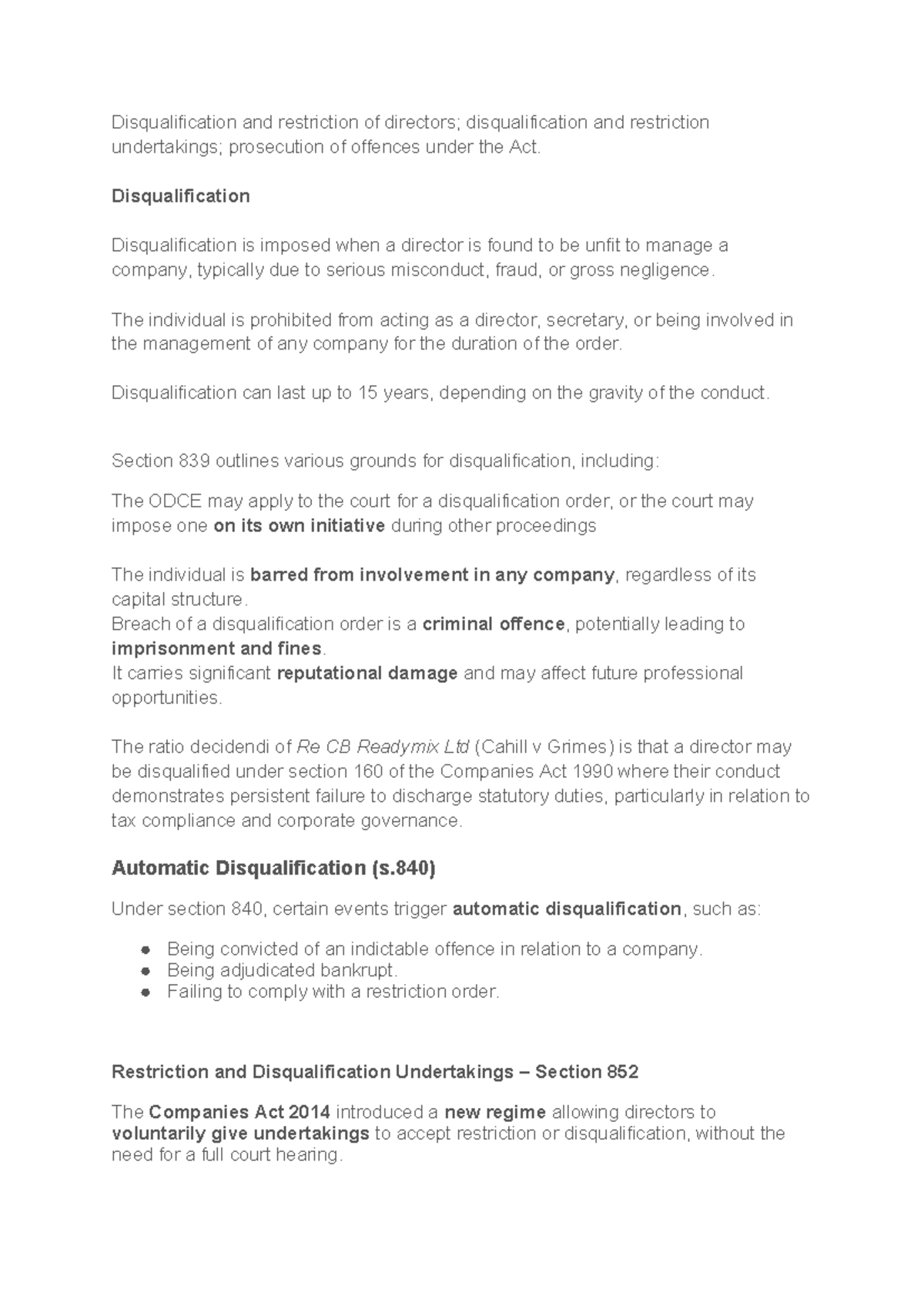 Disqualification & Restriction of Directors: Legal Framework ...