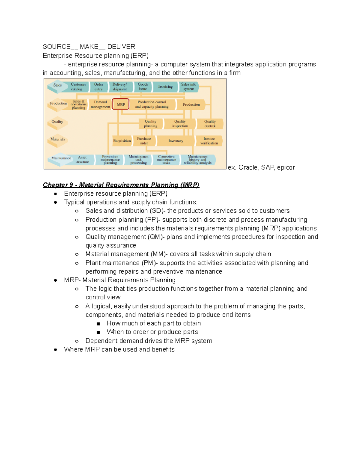 OPM 204: Exam 2 Prep Guide - Lecture Notes on ERP & MRP Concepts - Studocu