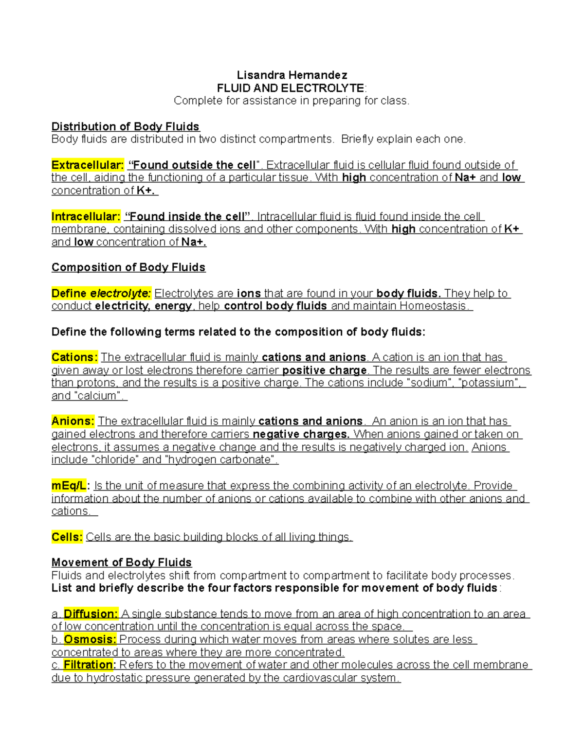 Fluid-Electrolyte-worksheet - Lisandra Hernandez FLUID AND ELECTROLYTE ...