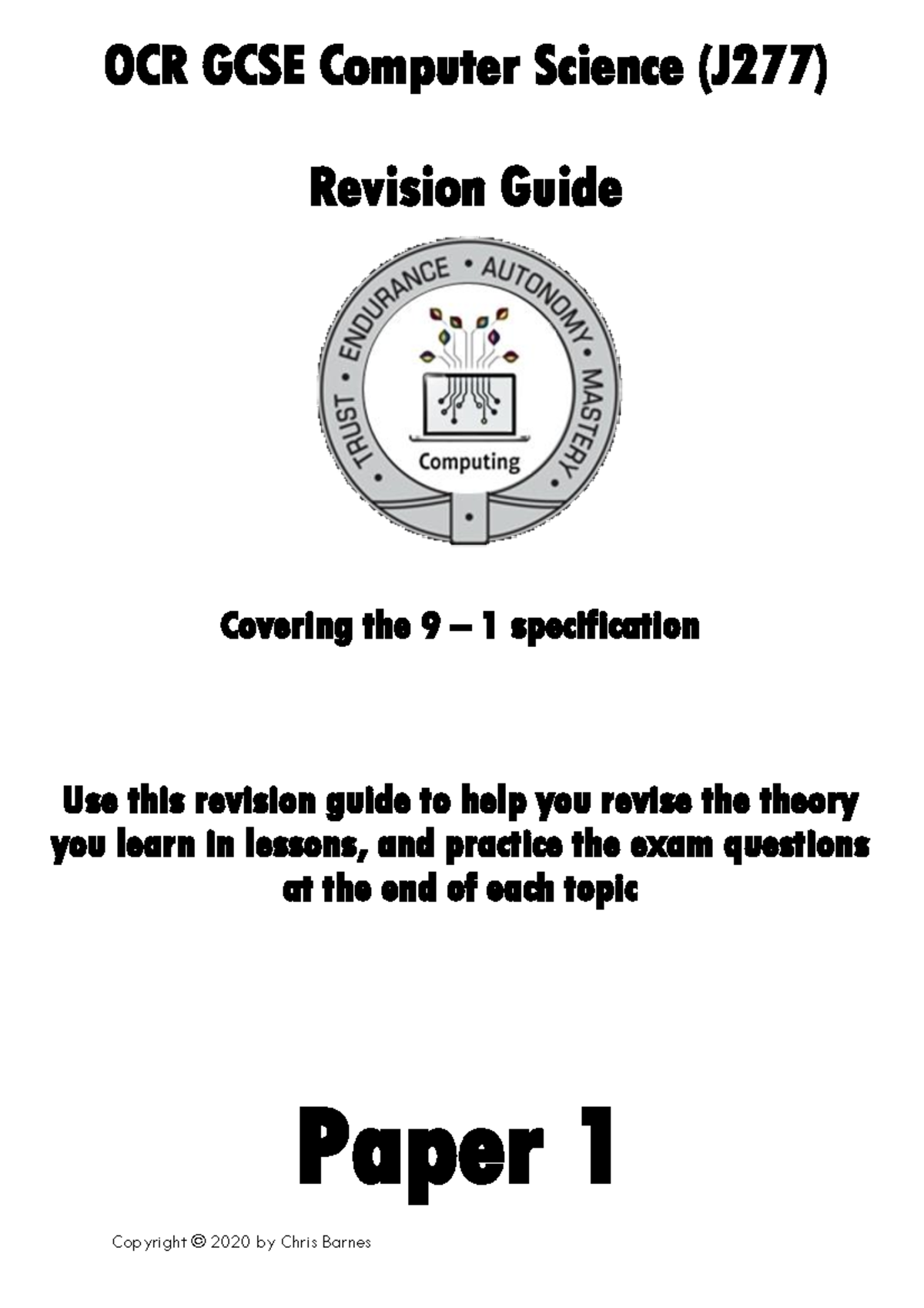 OCR GCSE Computer Science (J277) Revision Guide Paper 1 - Studocu
