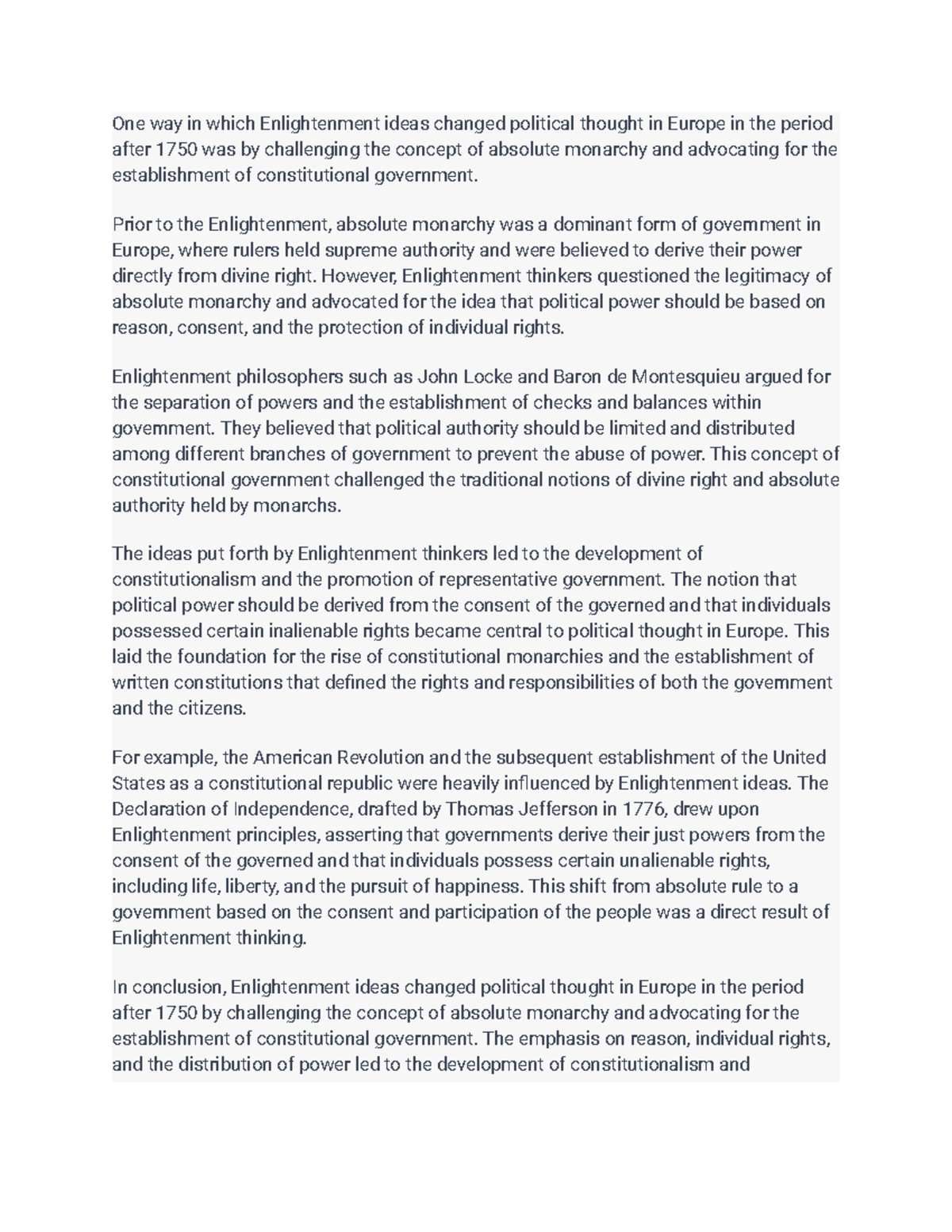 Enlightenment ideas changed political thought in Europe - Prior to the ...