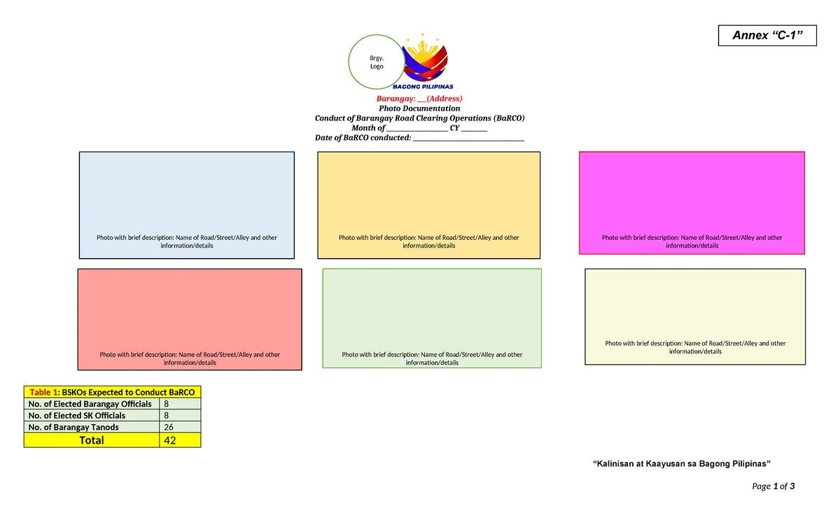 New road clearing form - lgu - (Address) Monthly Monitoring Report On ...