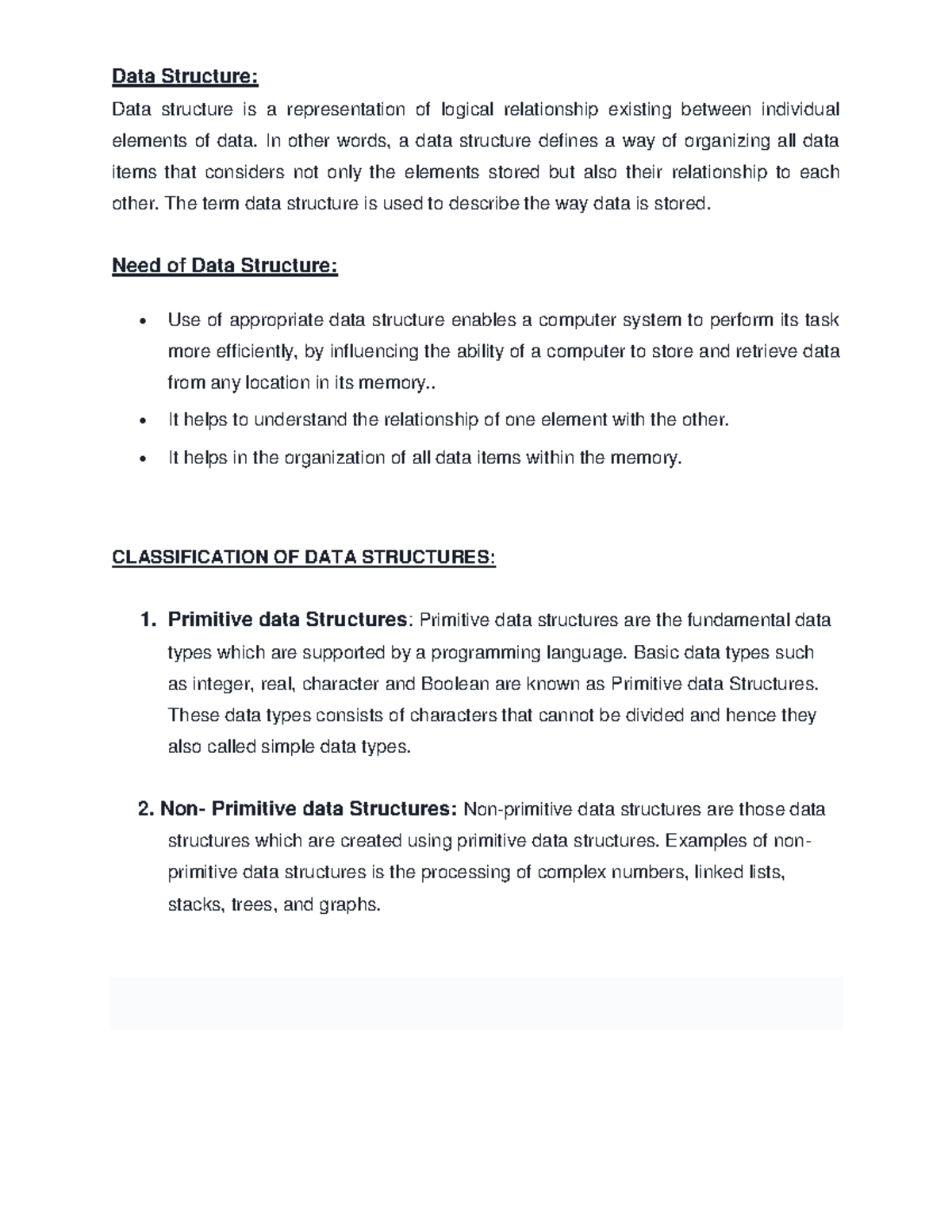 dsa full notes all units - Data Structure: Data structure is a ...
