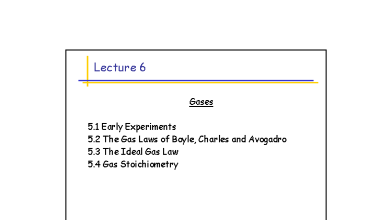 Midterm Exam 1: Gases and Gas Laws (Lecture 6) - Studocu