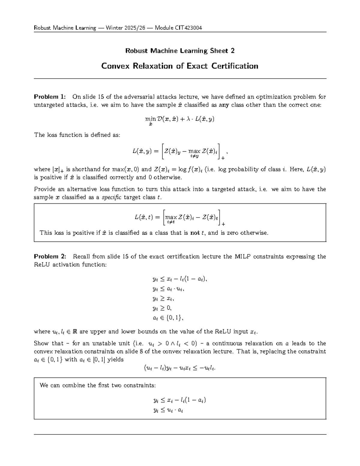 Robust Machine Learning Exercise 2 Solutions CIT423004 - Studocu