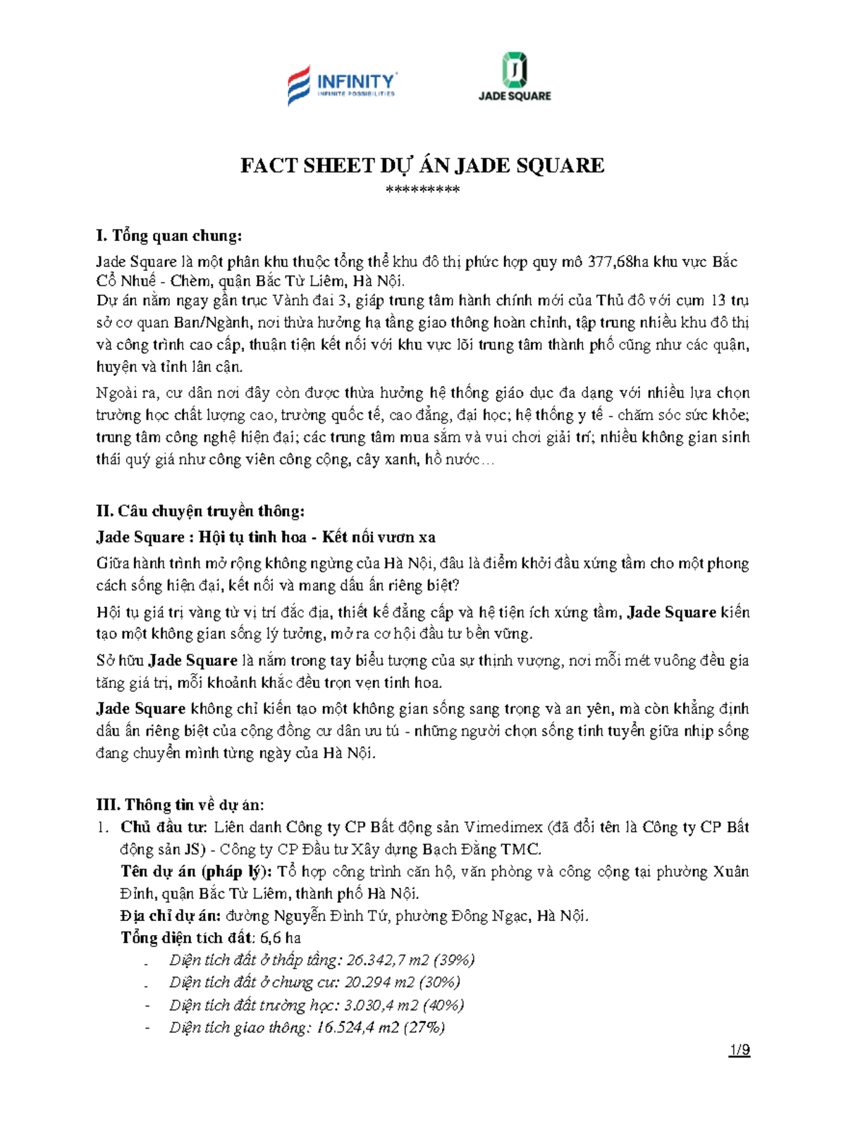 FACT SHEET DỰ ÁN JADE SQUARE (JS) - TỔNG QUAN VÀ TIỆN ÍCH - Studocu