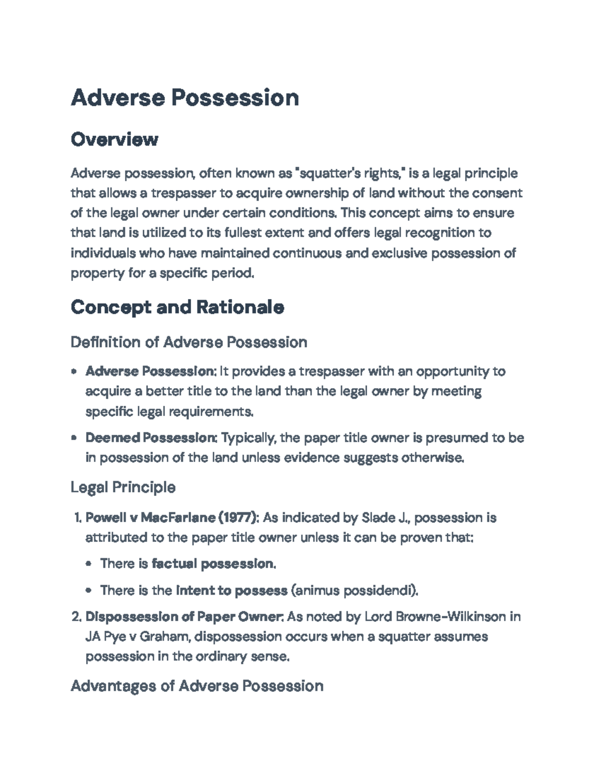 Adverse Possession: Legal Principles and Case Law Overview - Adverse ...