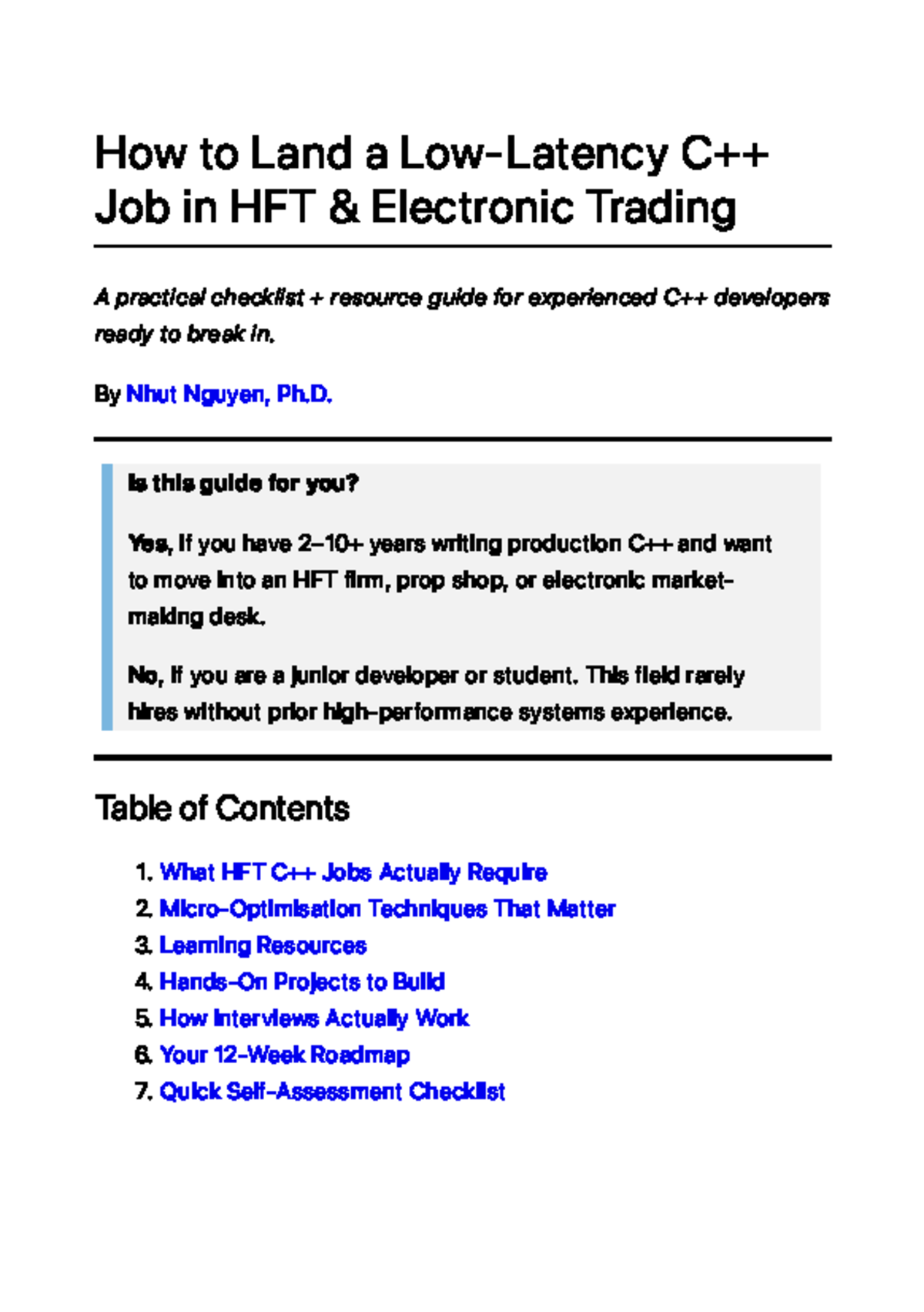HFT 101: A Developer's Guide to Breaking into Electronic Trading - Studocu