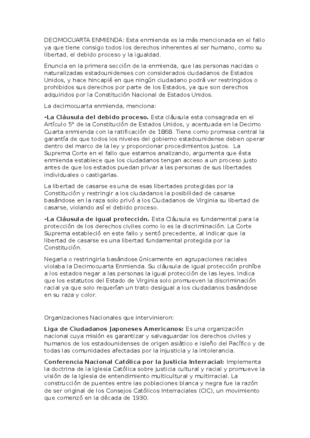 Análisis de la Decimocuarta Enmienda y su Impacto en Derechos Civiles ...