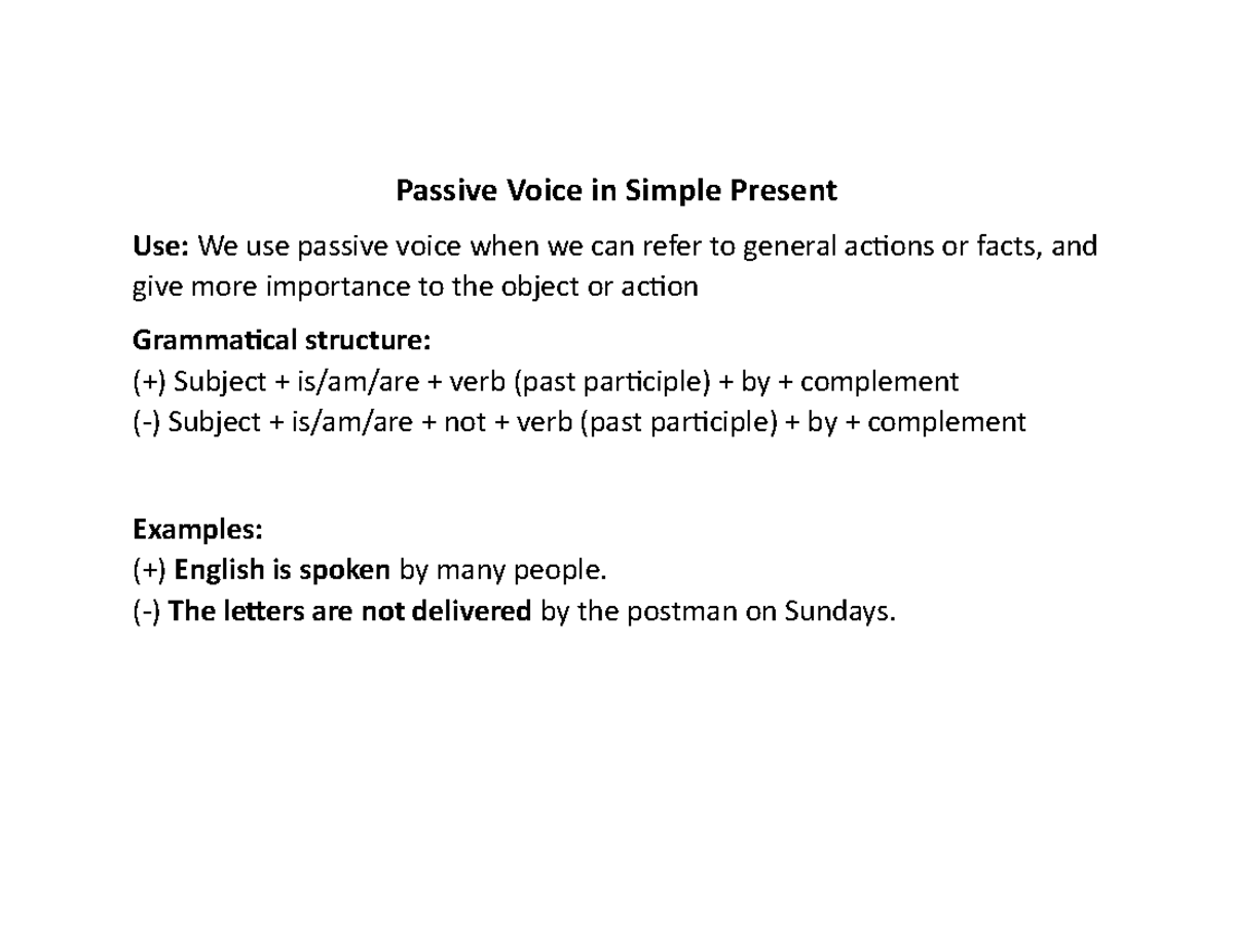 Passive Voice in Simple Present - (-) The letters are not delivered by ...