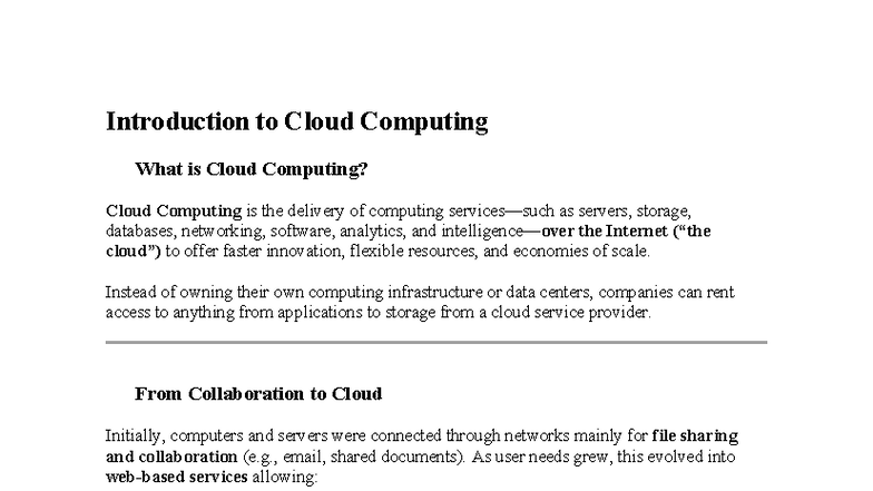 Cloud Computing Overview: Key Concepts and Models - Studocu