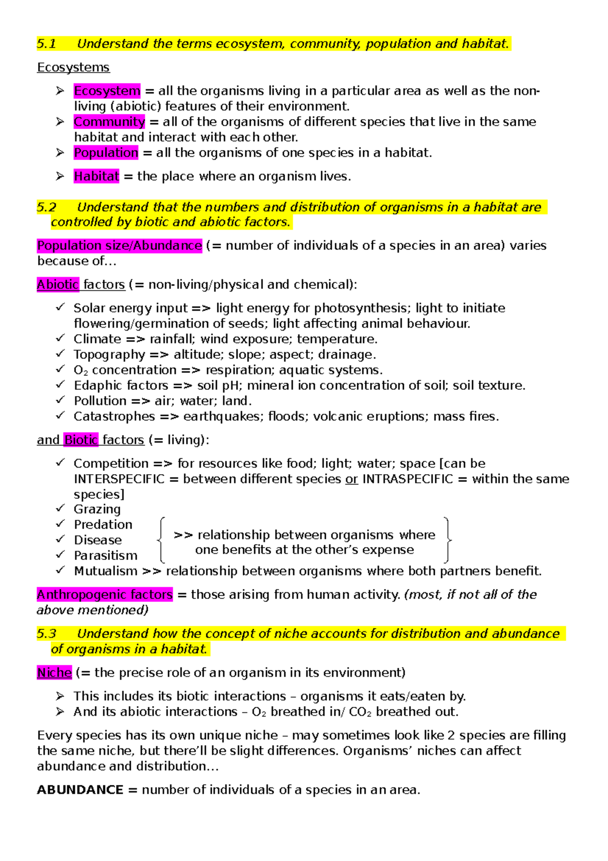 Topic 5: Ecosystems and Climate Change - Comprehensive Notes - Studocu
